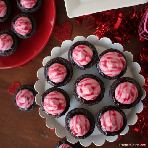 Pretty Pink Raspberry Mousse Mini Brownie Cups - Kitchen Cents